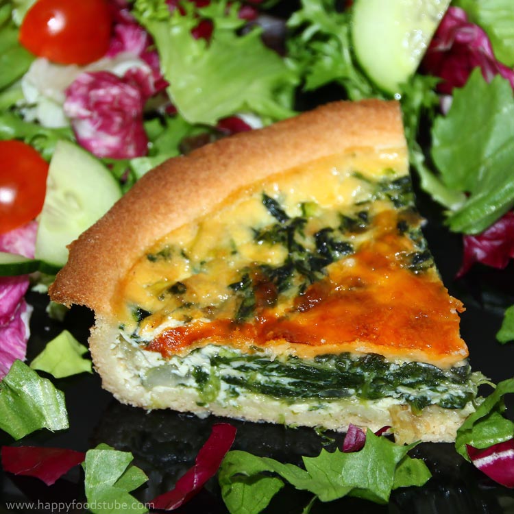 Spinach and Red Onion Quiche {Video} - Happy Foods Tube