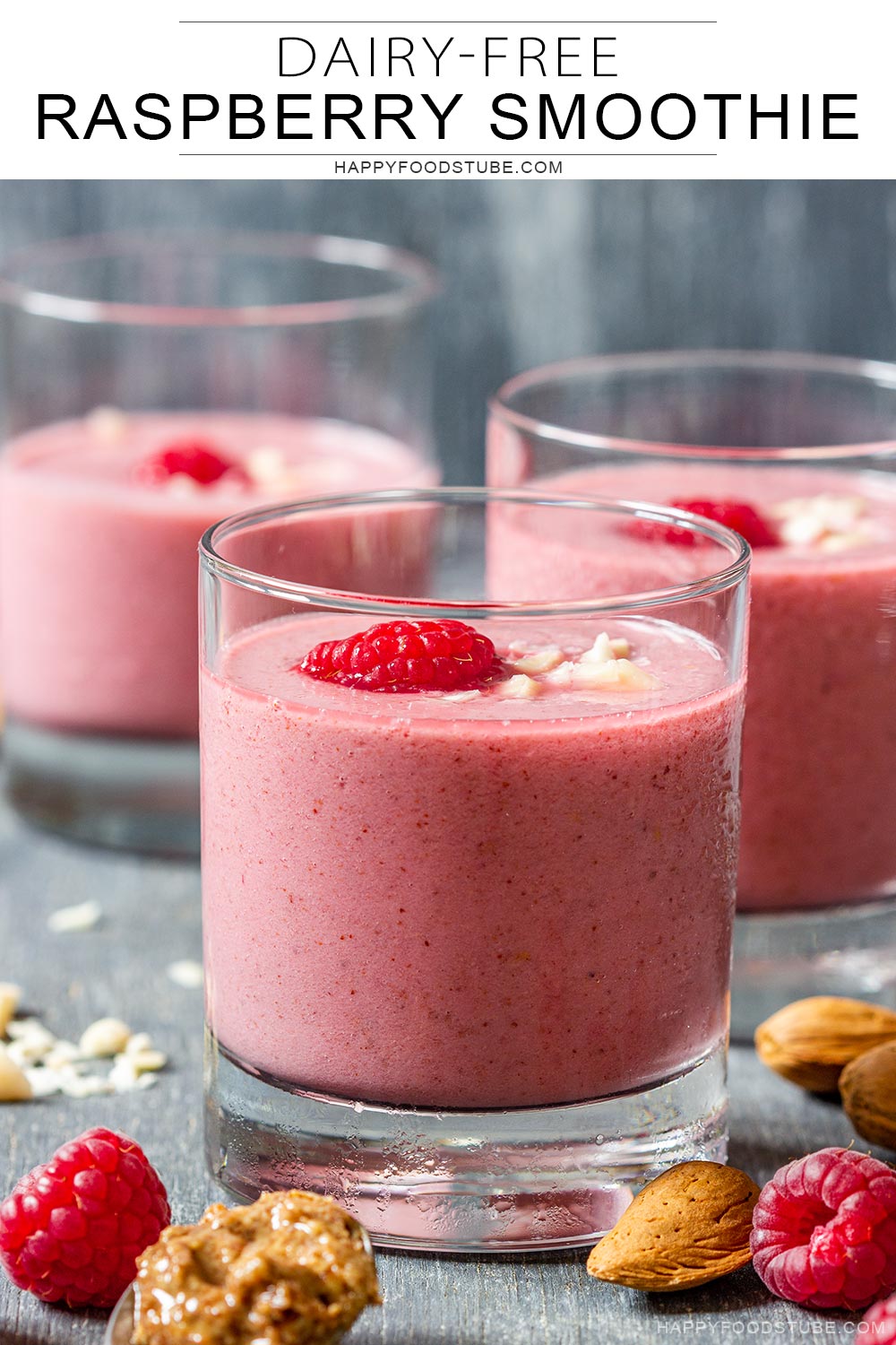 Dairy-Free Raspberry Smoothie Recipe - Happy Foods Tube