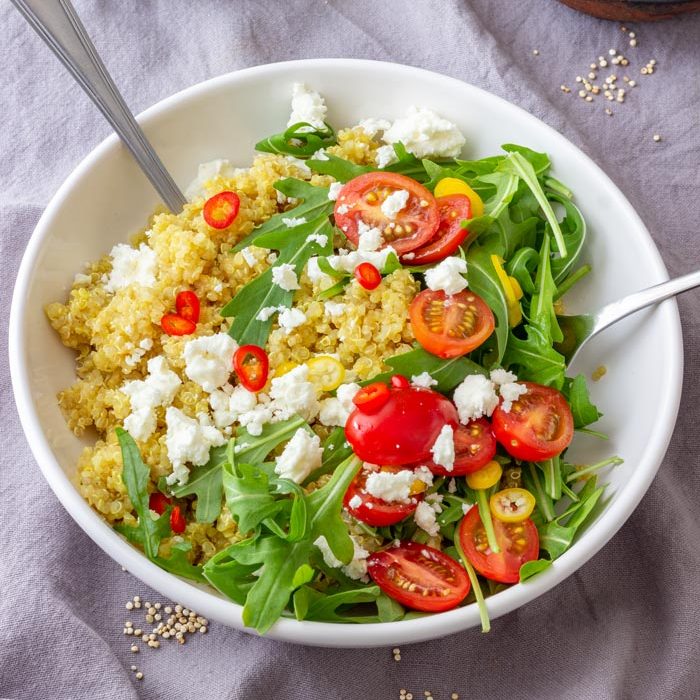 Cold Quinoa Salad with Feta and Arugula - Happy Foods Tube