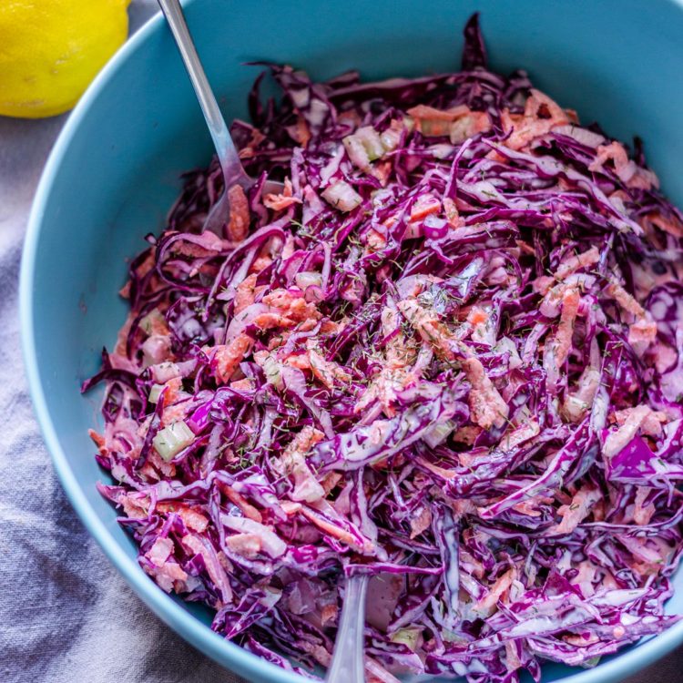 Creamy Red Cabbage Coleslaw Recipe - Happy Foods Tube
