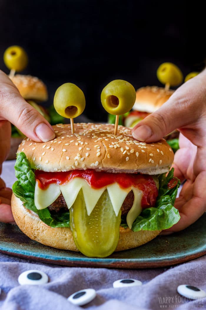 Halloween Monster Burgers Recipe - Happy Foods Tube