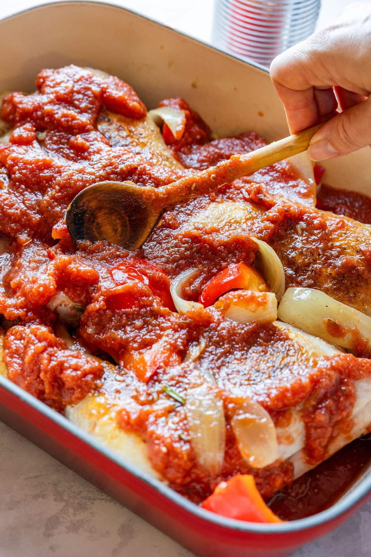 Baked Chicken Leg Quarters in Tomato Sauce - Happy Foods Tube